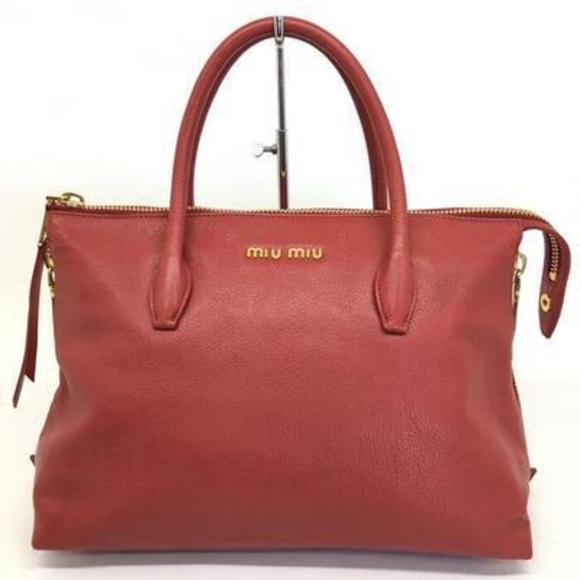 Miu Miu | Bags | Miu Miu Madras 2way Leather Shoulder Bag Red | Poshmark
